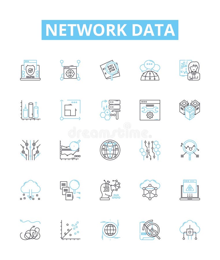 Network Data Vector Line Icons Set Networking Data Transfer Protocols Connectivity