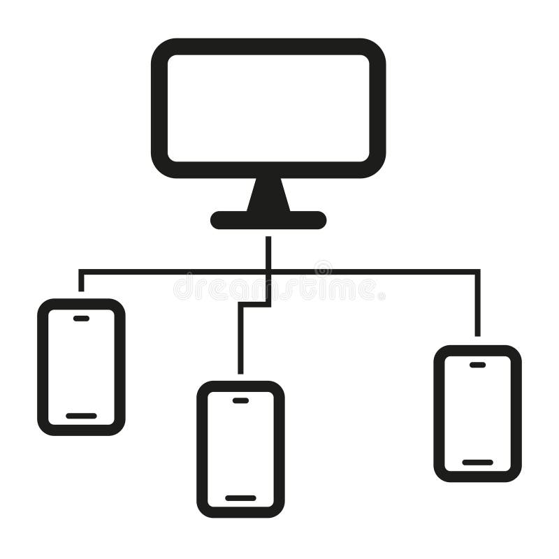 Network Devices Icon. Black and White. Vector Technology Symbols ...
