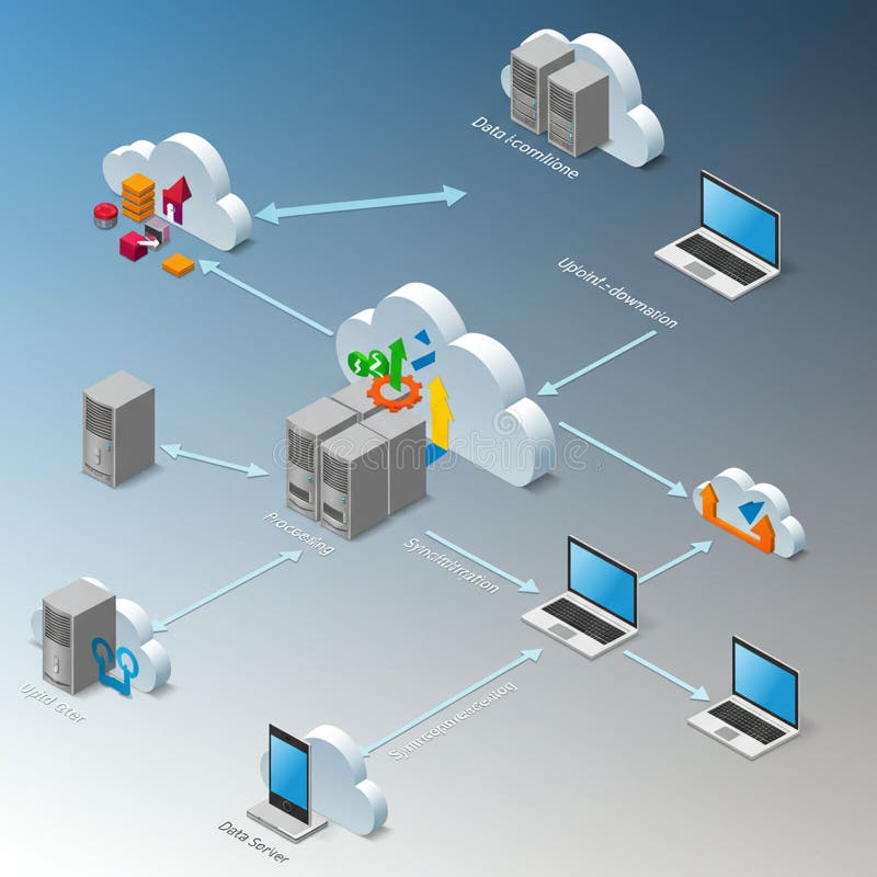 Network Diagram Depicting Cloud Computing Infrastructure. Centralized Servers are Stock ...