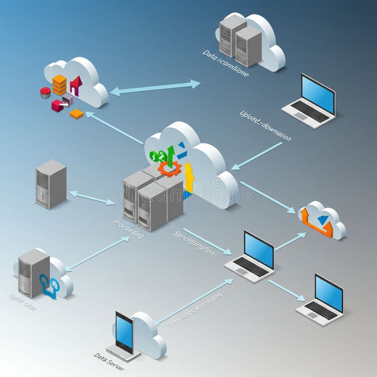 Network Diagram Depicting Cloud Computing Infrastructure. Centralized Servers are Stock ...