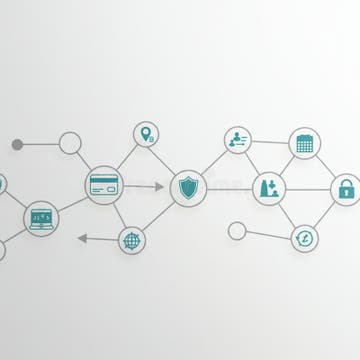 Network Diagram Featuring Interconnected Nodes with Icons Representing ...