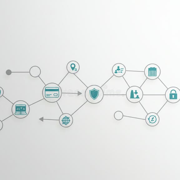 Network Diagram Featuring Interconnected Nodes with Icons Representing ...