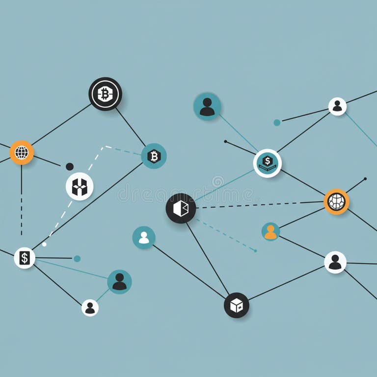 Network Diagram Featuring Interconnected Nodes with Symbols Like ...