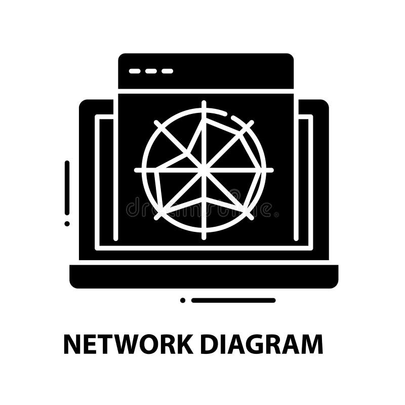 Network Diagram Icon, Black Vector Sign with Editable Strokes, Concept ...
