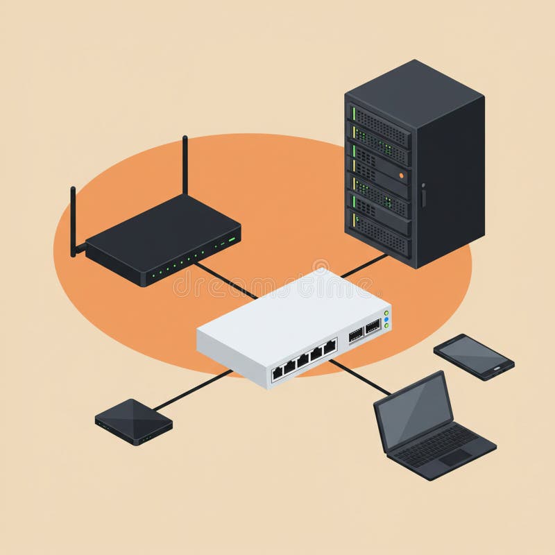 Network Diagram Illustrating a System Setup with Various Devices ...