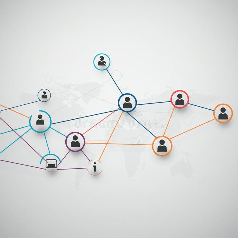 Network Diagram with Interconnected Nodes on a Light Gray Background ...