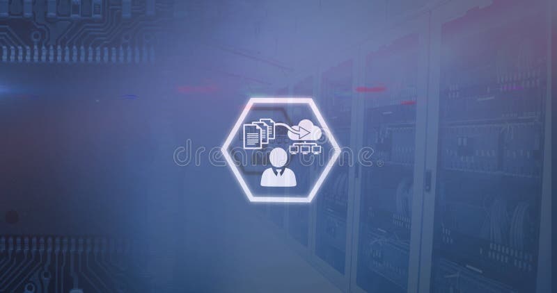 Network of Digital Icons Against Microprocessor Connections and ...