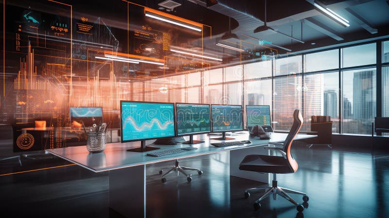 Network Digital Office Background Stock Illustration - Illustration of ...