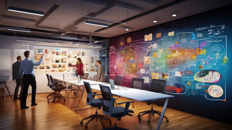 Network Digital Office Background Stock Illustration - Illustration of ...