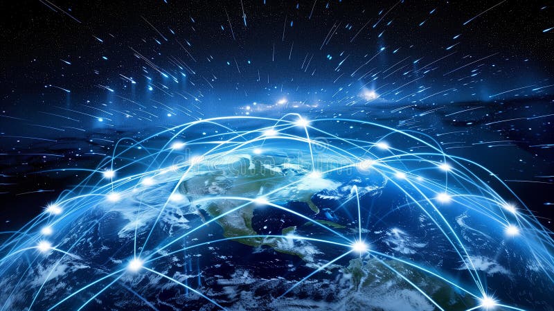 Network with Digital World Map Wireless Communication in City World ...