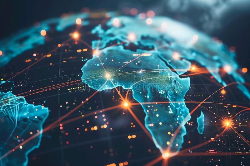 Network with Digital World Map Wireless Communication in City World ...