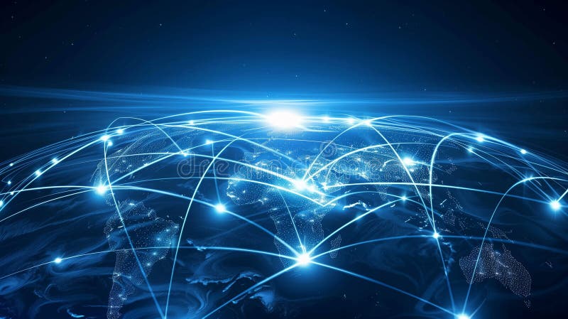 Network with Digital World Map Wireless Communication in City World ...