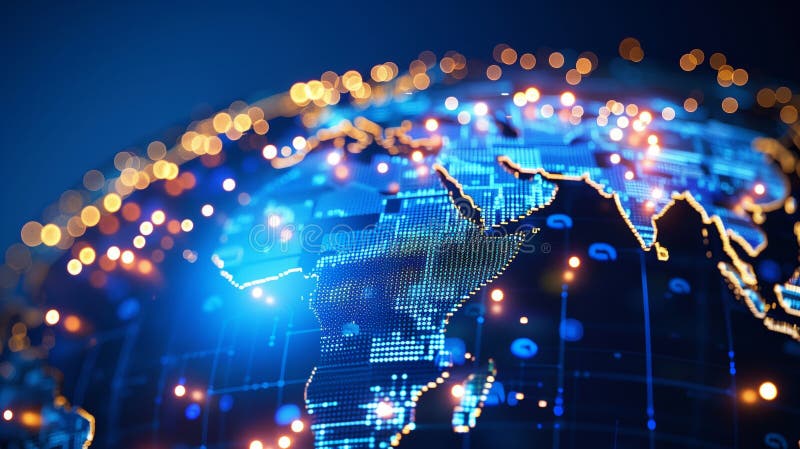 Network with Digital World Map Wireless Communication in City World ...