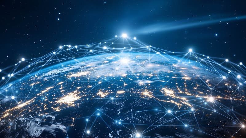 Network with Digital World Map Wireless Communication in City World ...