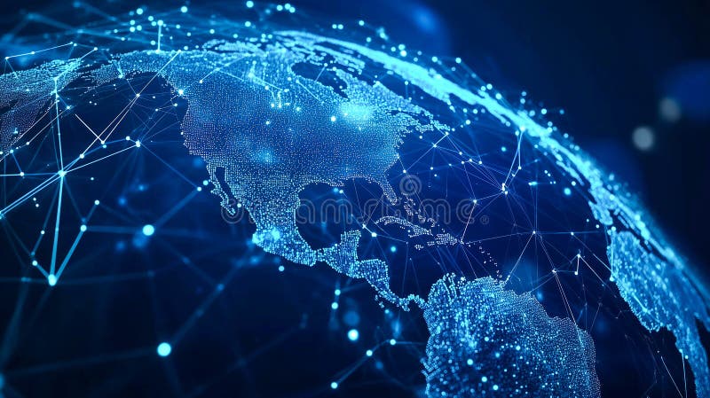 Network with Digital World Map Wireless Communication in City World ...