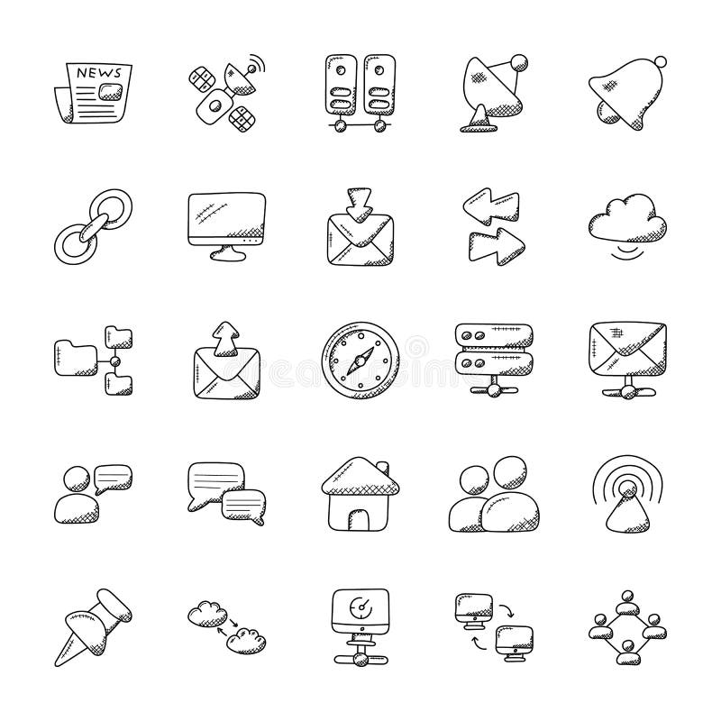 Set of Networking Doodle Vectors Stock Illustration - Illustration of ...