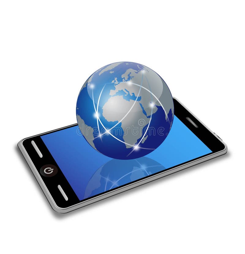 Network Earth on Smart Phone Stock Vector - Illustration of globe ...