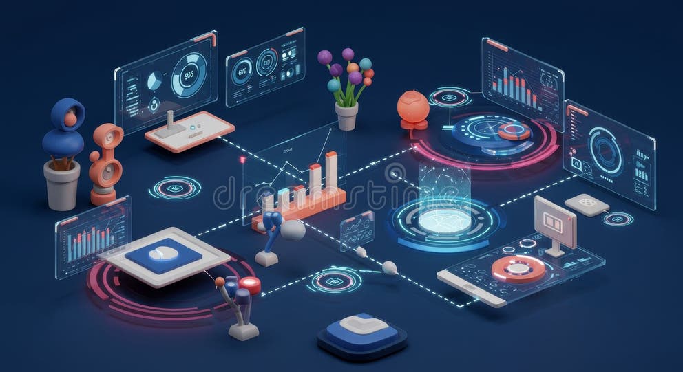 Network Ecosystem Illustration Modern Illustration Depicting a Network ...