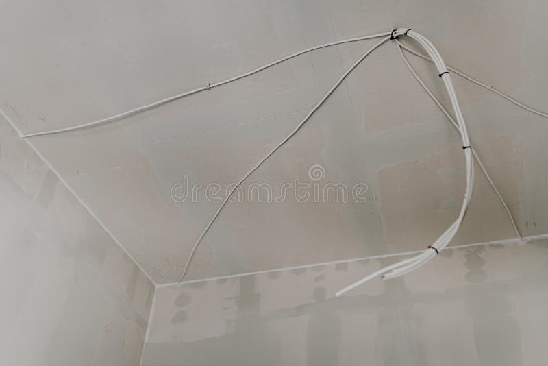 Electric Wires Network Mounted on Ceiling Stock Image - Image of ...