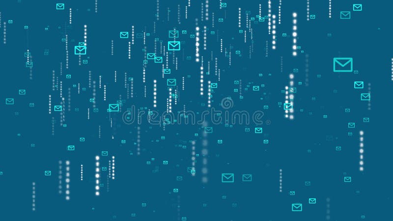 Network Email Data Travels in Cyberspace on Blue Background Stock Video ...