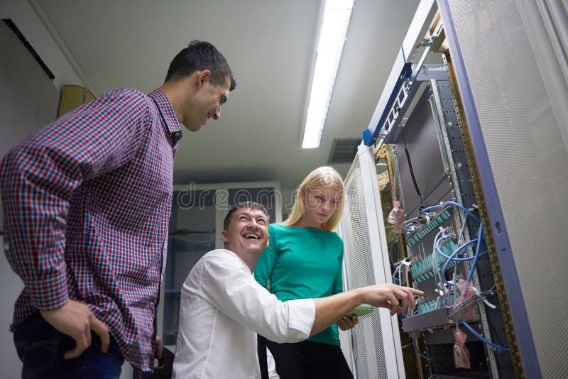Network Engeneers Working in Network Server Room Stock Image - Image of ...