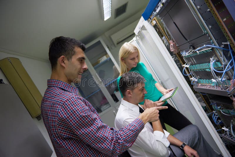 Network Engeneers Working in Network Server Room Stock Image - Image of ...