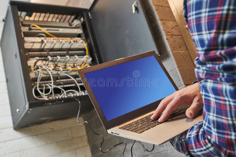 Network Engineer Solves A Communication Problem Stock Image - Image of ...