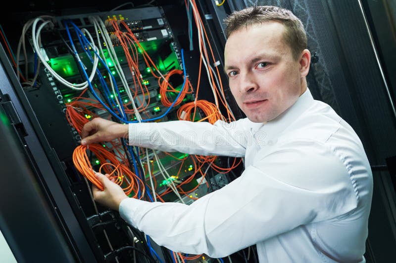 Network Engineer Admin At Data Center Stock Photo - Image of datacenter ...