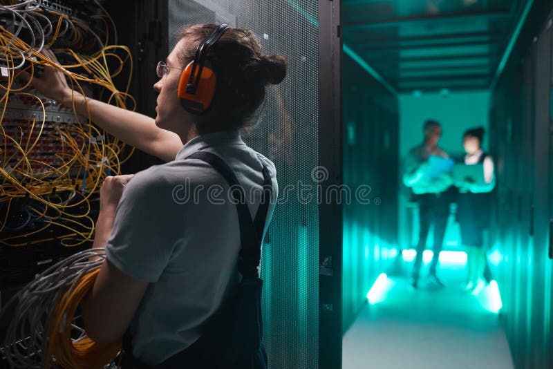 Network Engineer Fixing Servers Stock Photo - Image of connection ...