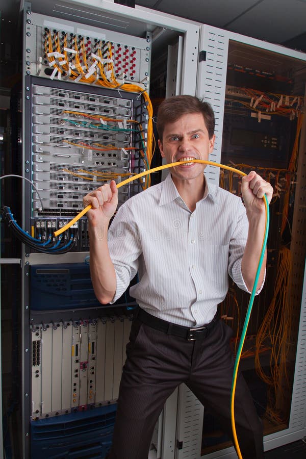 Network Engineer in Server Room Stock Image - Image of database ...