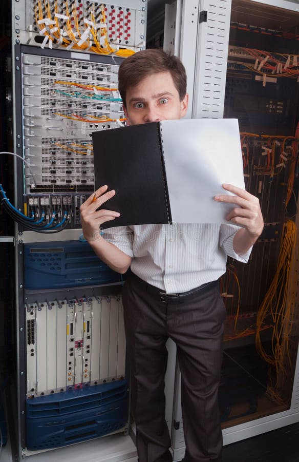 Network Engineer in Server Room Stock Image - Image of caucasian, book ...