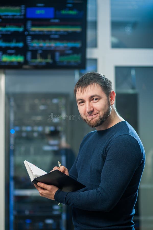 Network Engineer in Server Room with Pen and Tablet Stock Image - Image ... Network Engineer in Server Room with Pen and Tablet Stock Image - Image ...