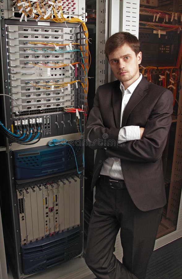 Network Engineer in Server Room Stock Image - Image of caucasian, book ...