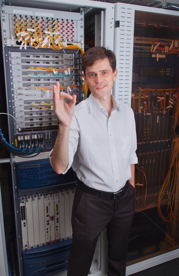Network Engineer in Server Room Stock Image - Image of caucasian, book ...