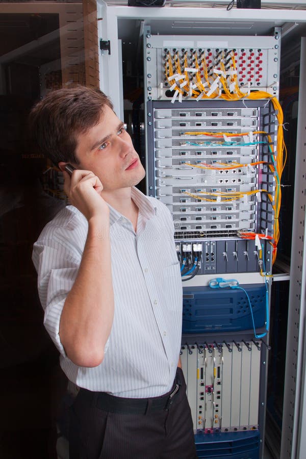 Network Engineer in Server Room Stock Image - Image of caucasian, book ...