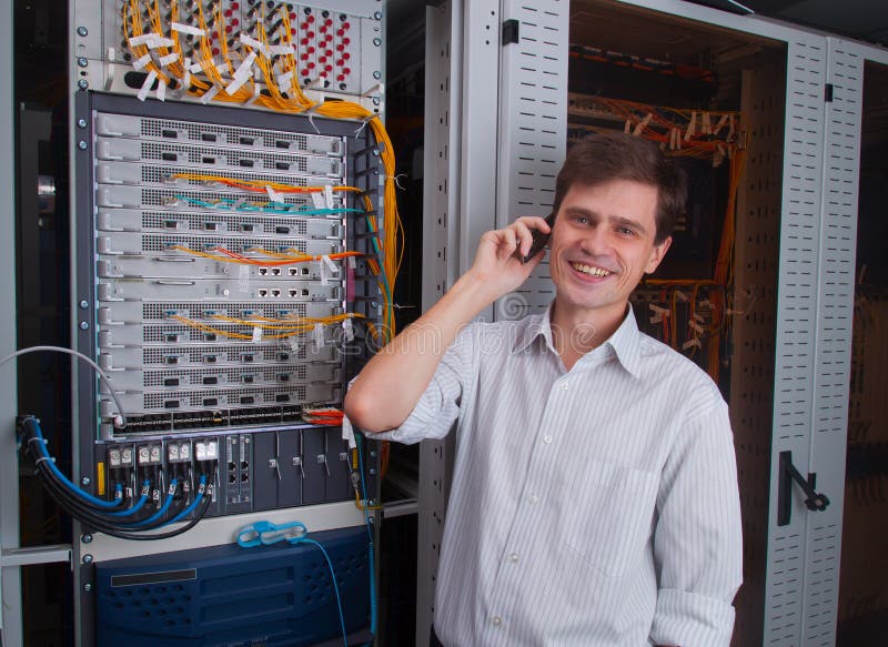 Network Engineer in Server Room Stock Image - Image of caucasian, book ...