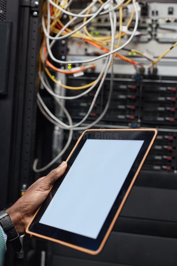 Network Engineer Using Tablet Close Up Stock Image - Image of research ...
