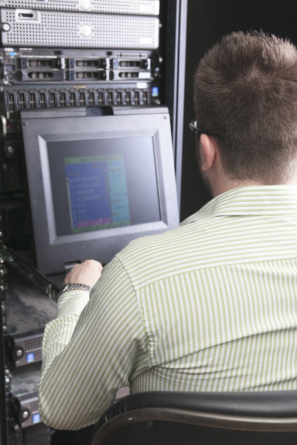 Network Engineer Working in Server Room Stock Image - Image of ...