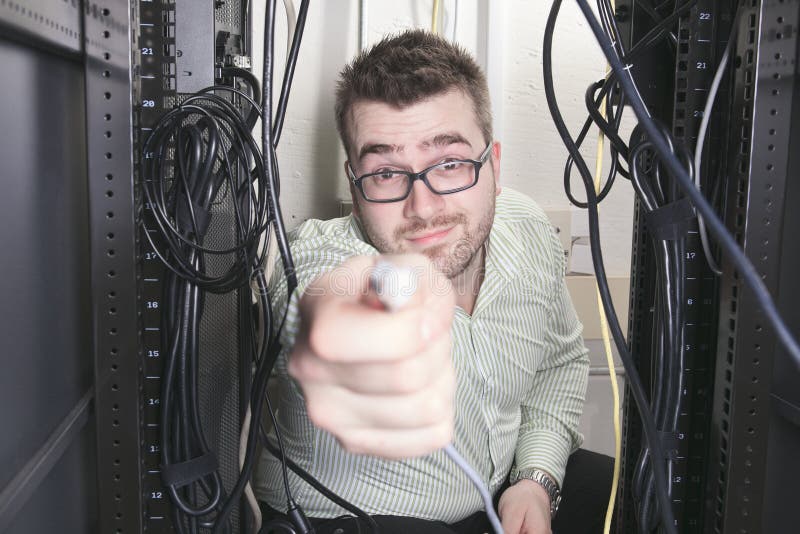 Network Engineer Working in Server Room Stock Image - Image of ...