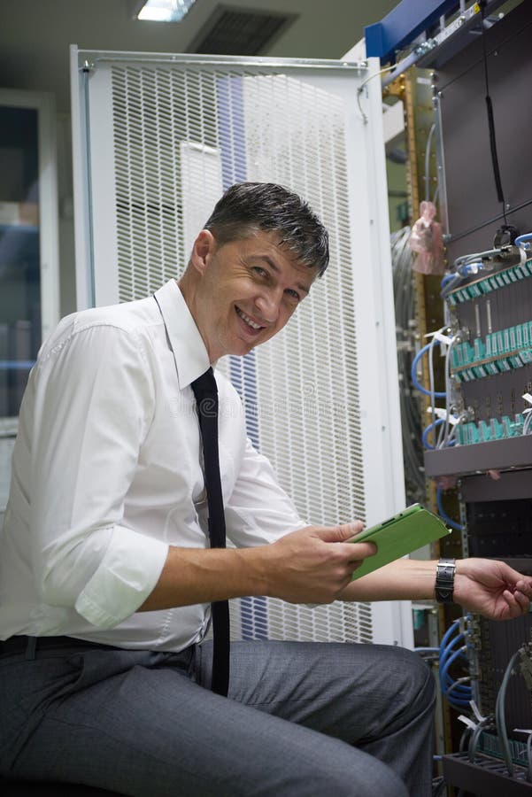 Network Engineer Working in Server Room Stock Image - Image of manager ...