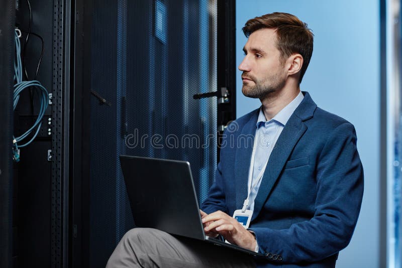 Network Engineer Working with Server Stock Photo - Image of online ...