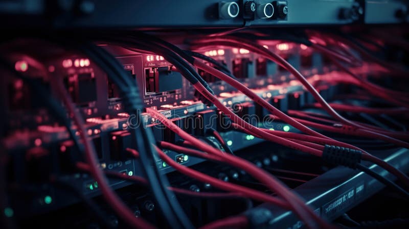 Network Equipment Panel with Cables and Wires on it. Generative Ai ...