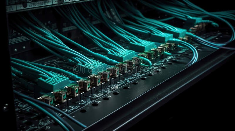 Network Equipment Panel with Cables and Wires on it. Generative Ai ...