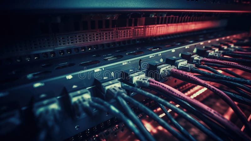 Network Equipment Panel with Cables and Wires on it. Generative Ai ...