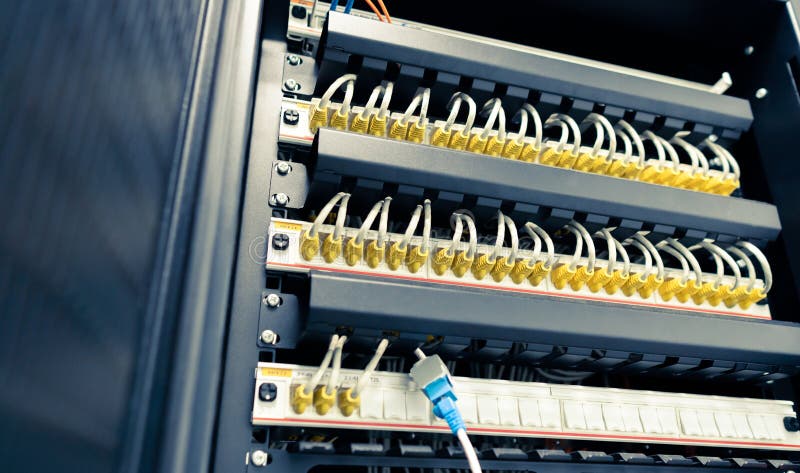 Network Ethernet Cables Connect To Switch Server Rack in Data Center ...