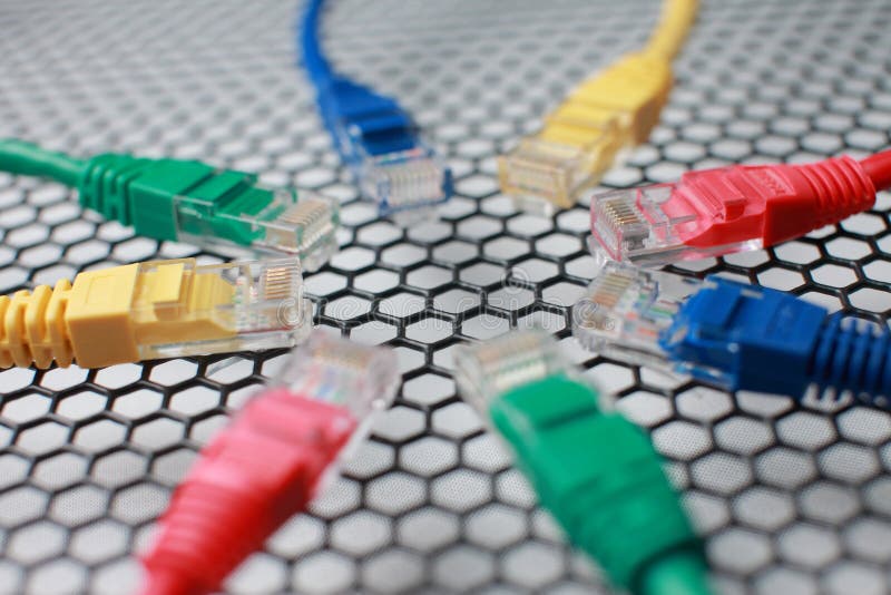 Network Ethernet Cables. Network Switch with Optical and Ethernet ...