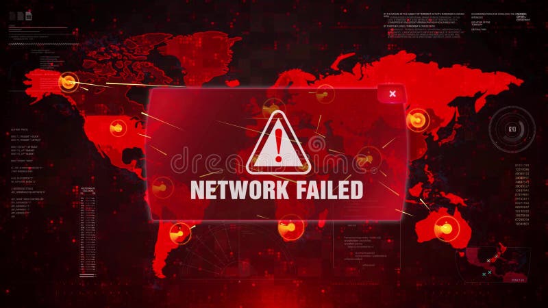 Network Failed Alert Warning Attack on Screen World Map. Stock Video ...