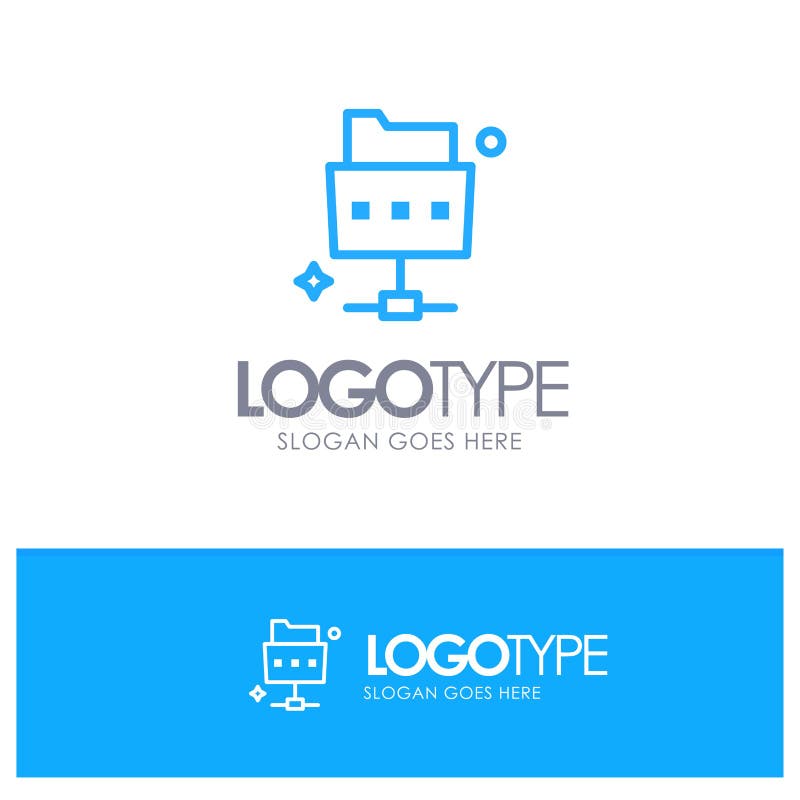Network, File, Folder Blue Outline Logo Place for Tagline Stock Vector ...