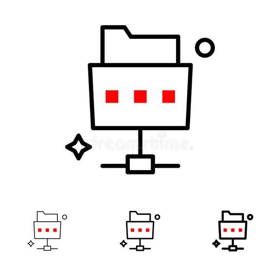 Network, File, Folder Bold and Thin Black Line Icon Set Stock Vector ...