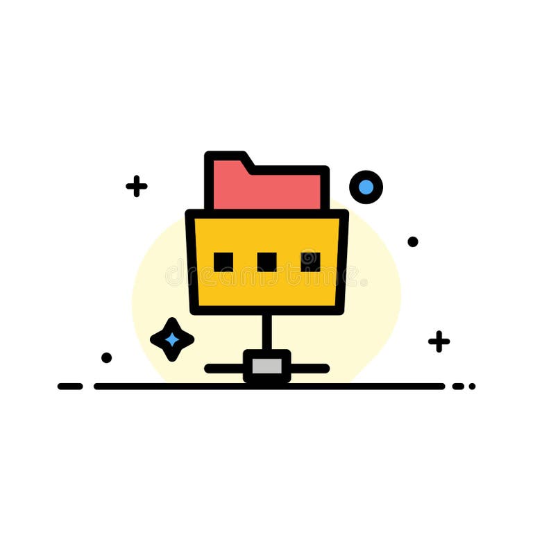 Network, File, Folder Business Flat Line Filled Icon Vector Banner ...